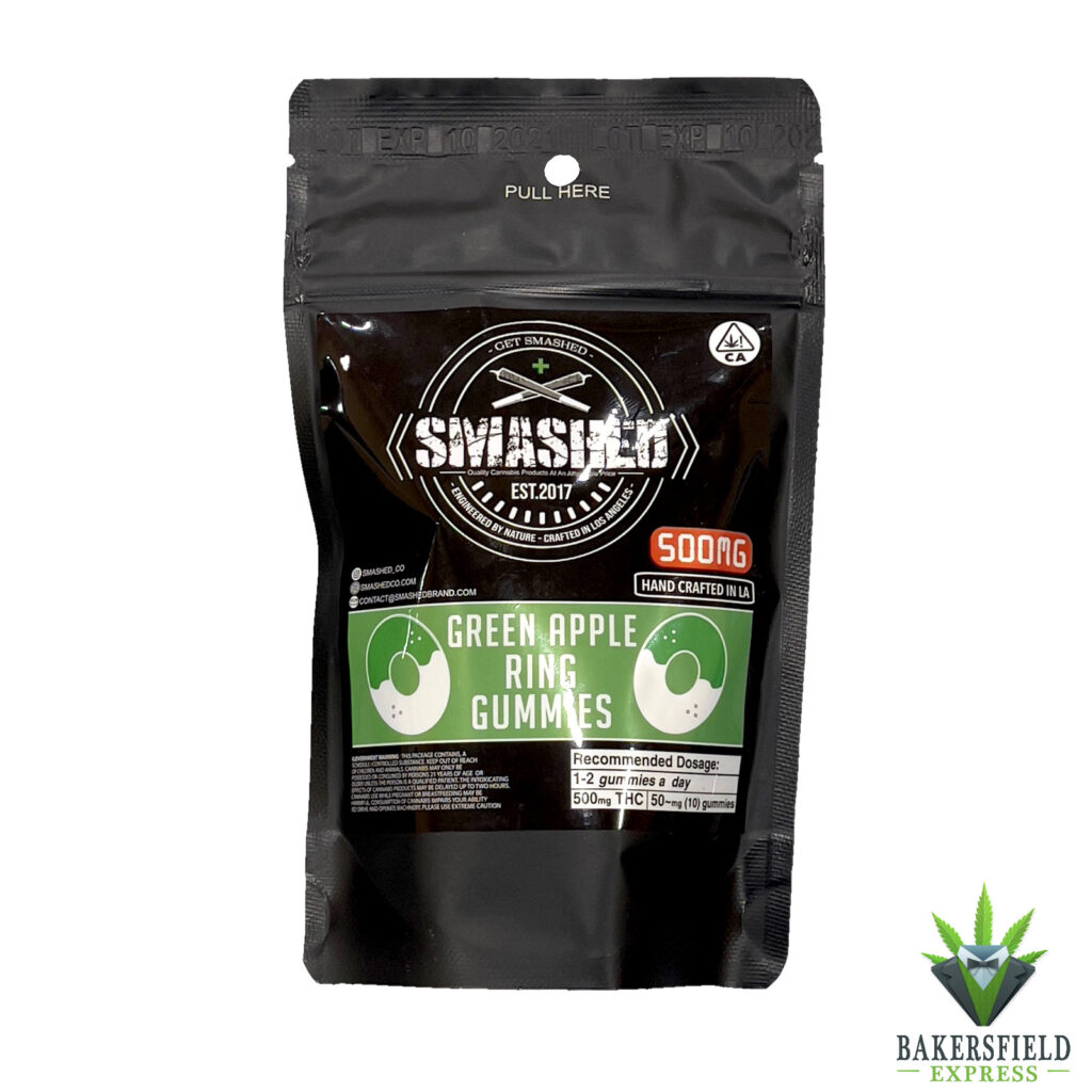 Smashed Gummy GREEN APPLE RINGS 500mg – Bakersfield Express
