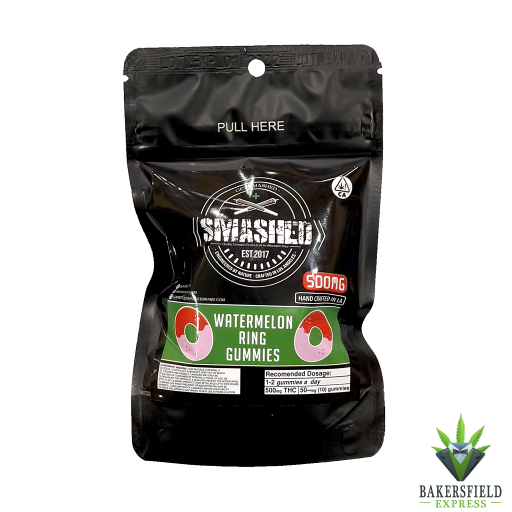 Smashed Gummy WATERMELON RINGS 500mg – Bakersfield Express Smashed Gummy WATERMELON RINGS 500mg – Bakersfield Express